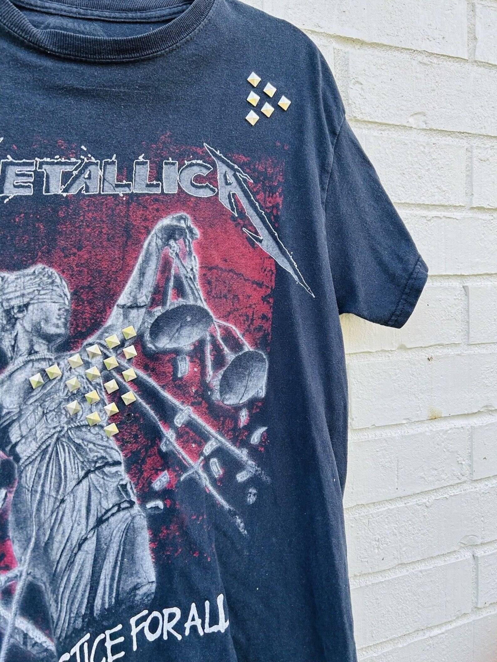 Upcycled Metallica and Justice for All Faded Black Graphic Tee Top ...