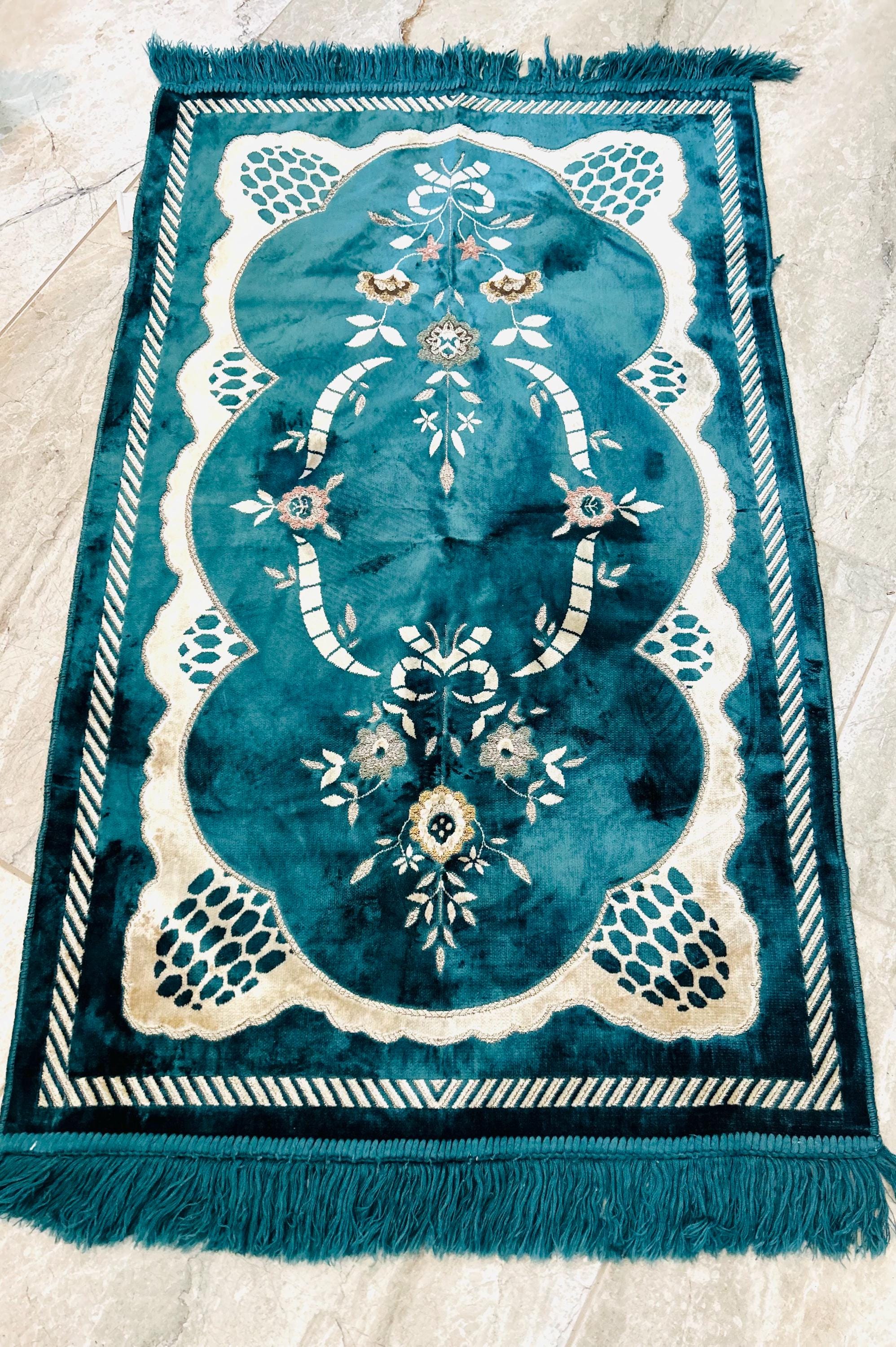 Vintage Handcrafted Fringe Teal Ornate Chic Rug Textile Art Multiuse ...