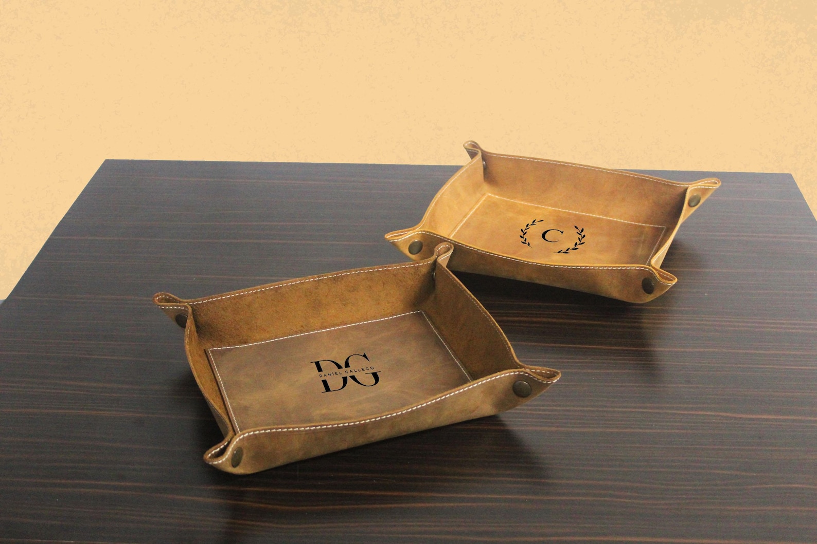 Personalized Leather Valet Tray | Custom Desk Organizer for Mother's ...