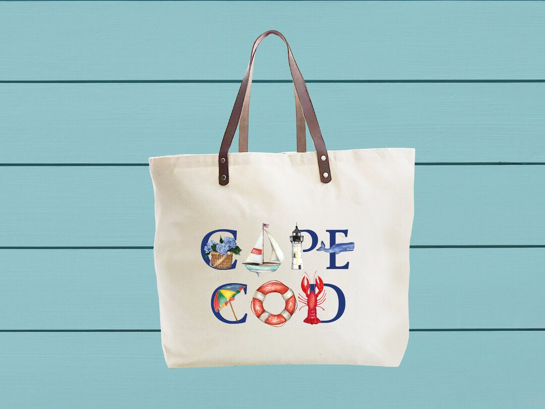 Reusable Cotton Canvas Tote Bags With Cape Cod Art - Etsy