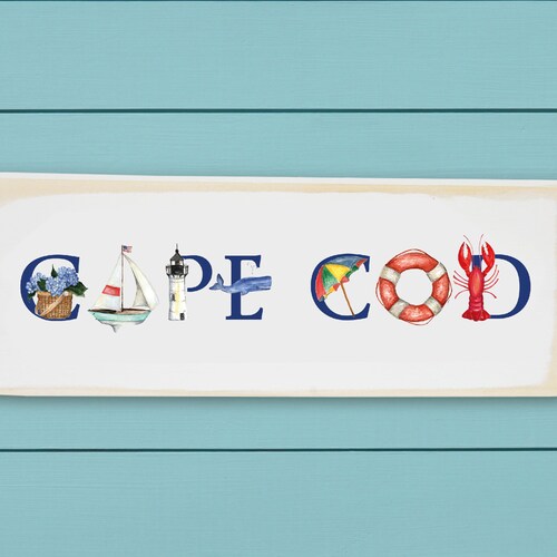 Cape Cod Wood Block Iconic Art Wall Hangings Illu-stated - Etsy