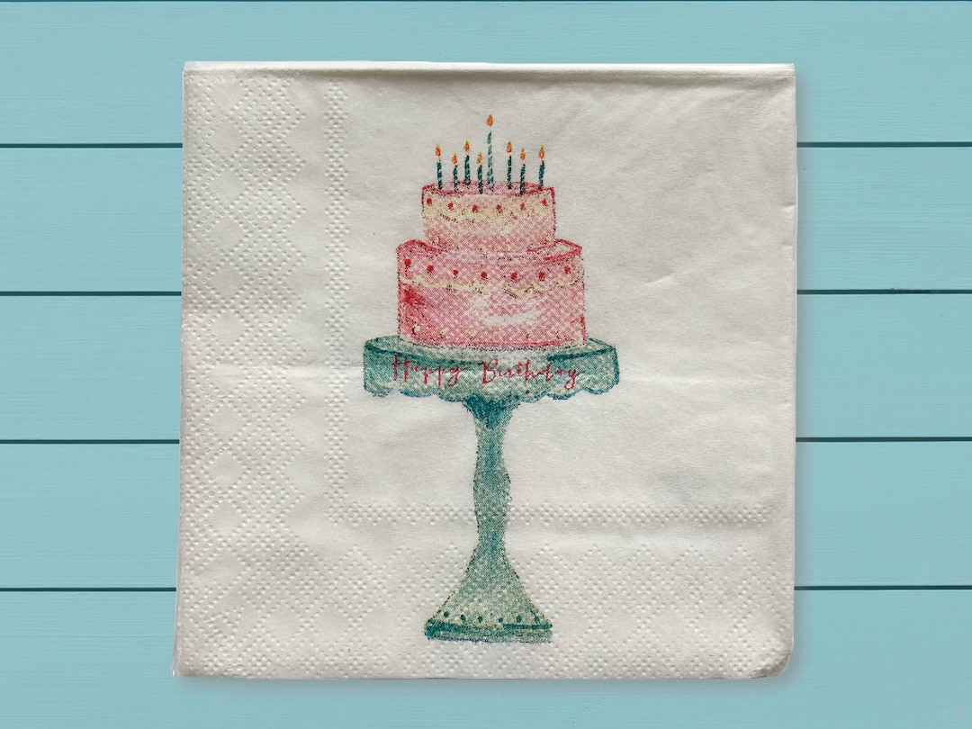 Birthday Cake Napkin ~ Party Napkins ~ Paper Napkins ~ Happy Birthday ...
