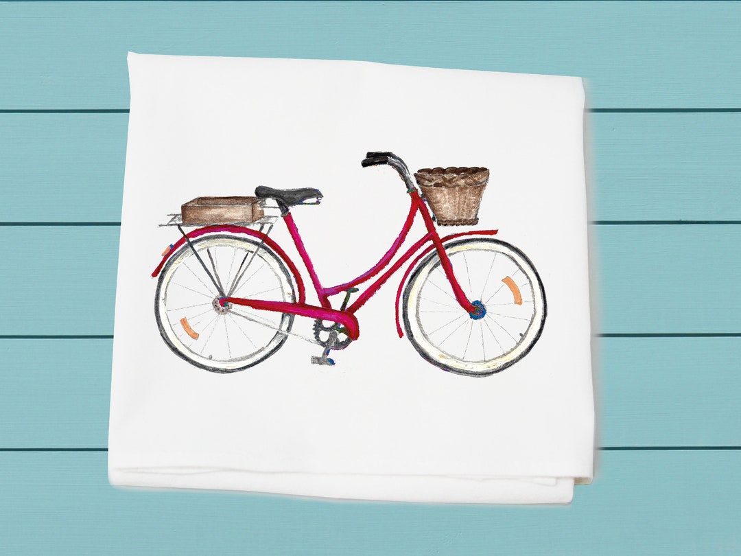 Red Bike ~ Flour Sack Towel ~ 100% Cotton Machine Washable - Etsy