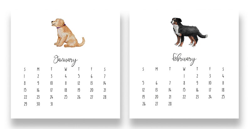2023 Desk Calendar Dogs Watercolor Design Tina Labadini Dog - Etsy
