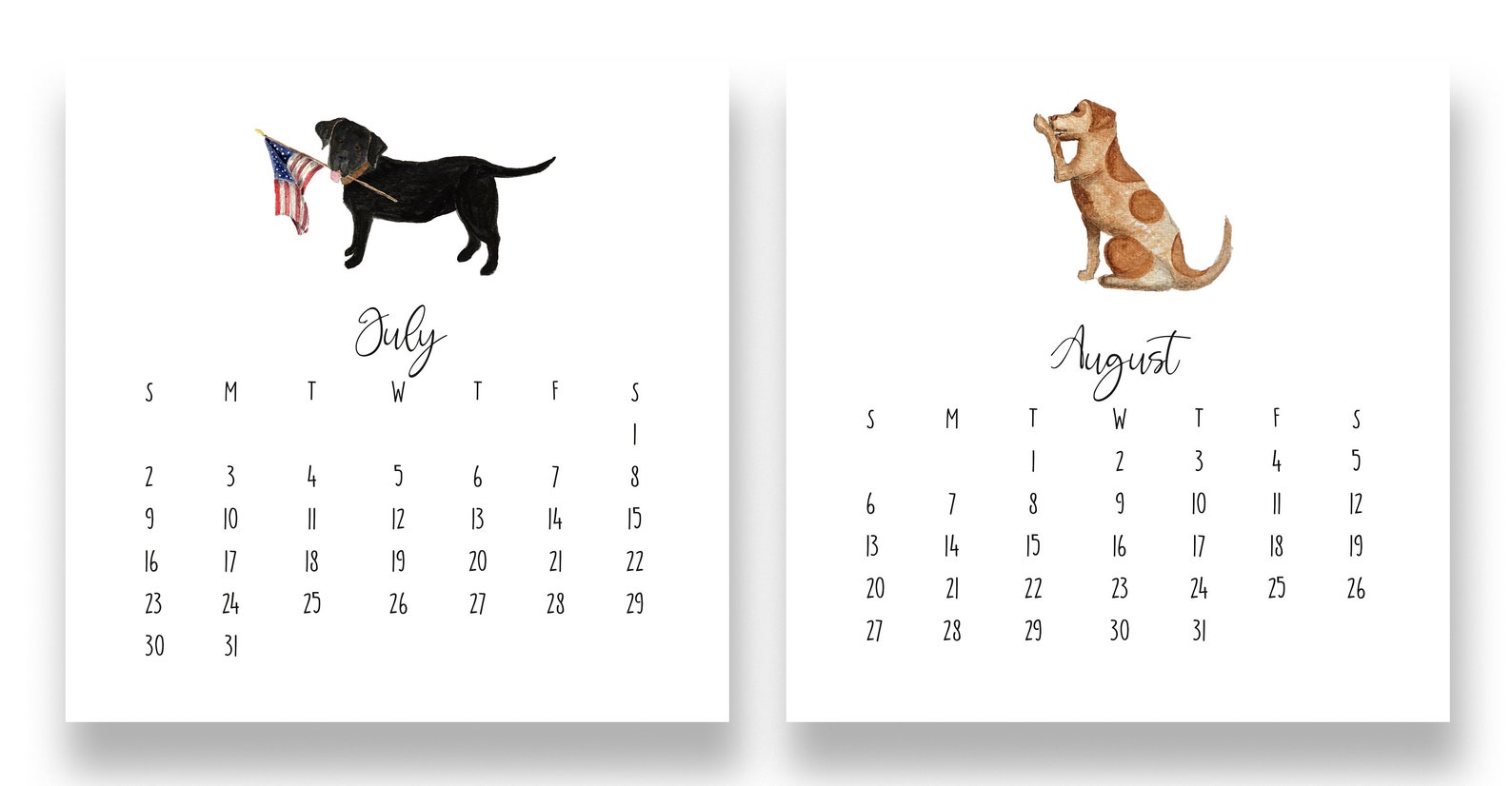 2023 Desk Calendar Dogs Watercolor Design Tina Labadini Dog - Etsy