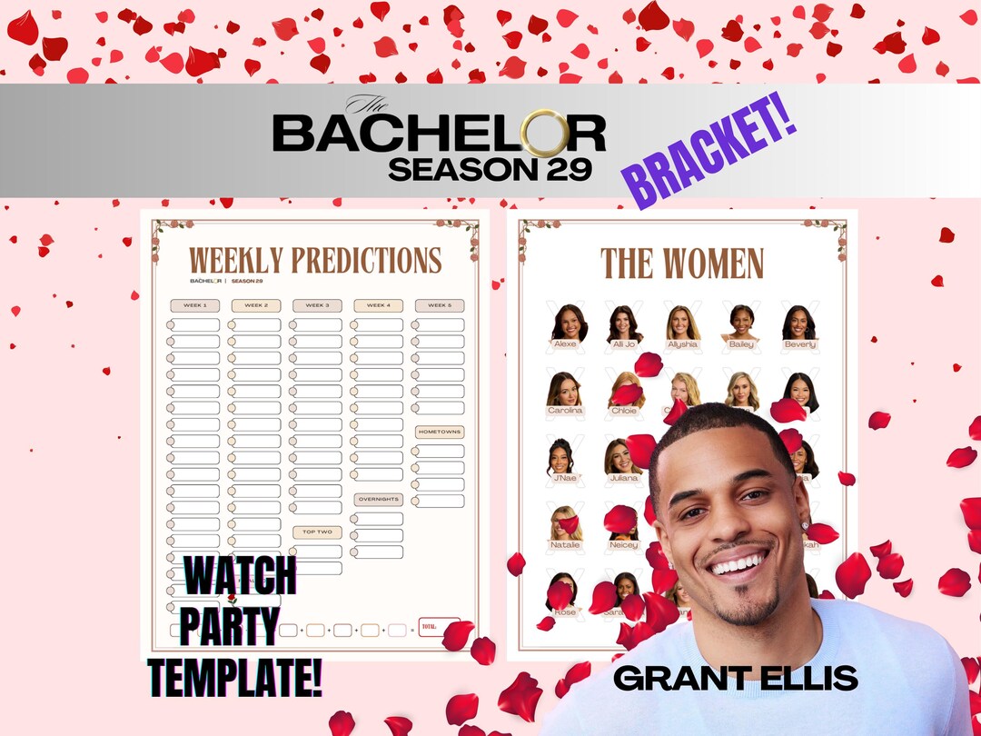Bachelor Season 29 Bracket Simple Neutral Theme Digital File 2025 Watch ...