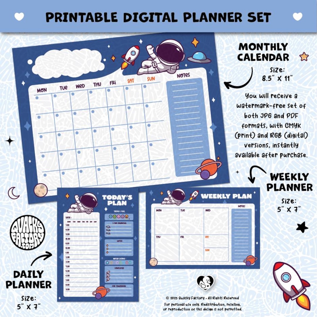 Printable Digital Planner Set - Space - Etsy