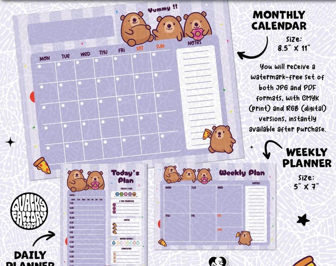 Printable Digital Planner Set - Capybaras - Etsy Canada