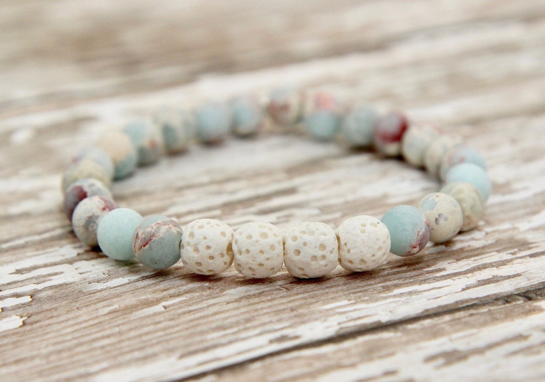 Essential Oil Bracelet, Diffuser Jewelry, Aromatherapy, Jasper Gemstone ...