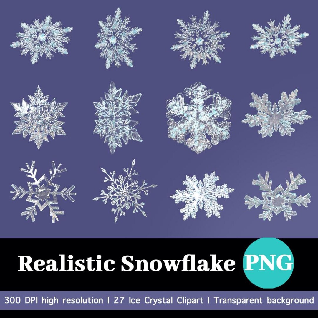 Realistic Ice Crystal Snowflake PNG Bundle | Transparent Clipart ...
