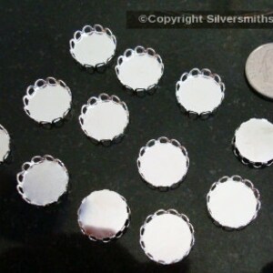 Bezel Cups Silver Plate 12mm Round Machine Made Gallery Edge 12 Bezel ...