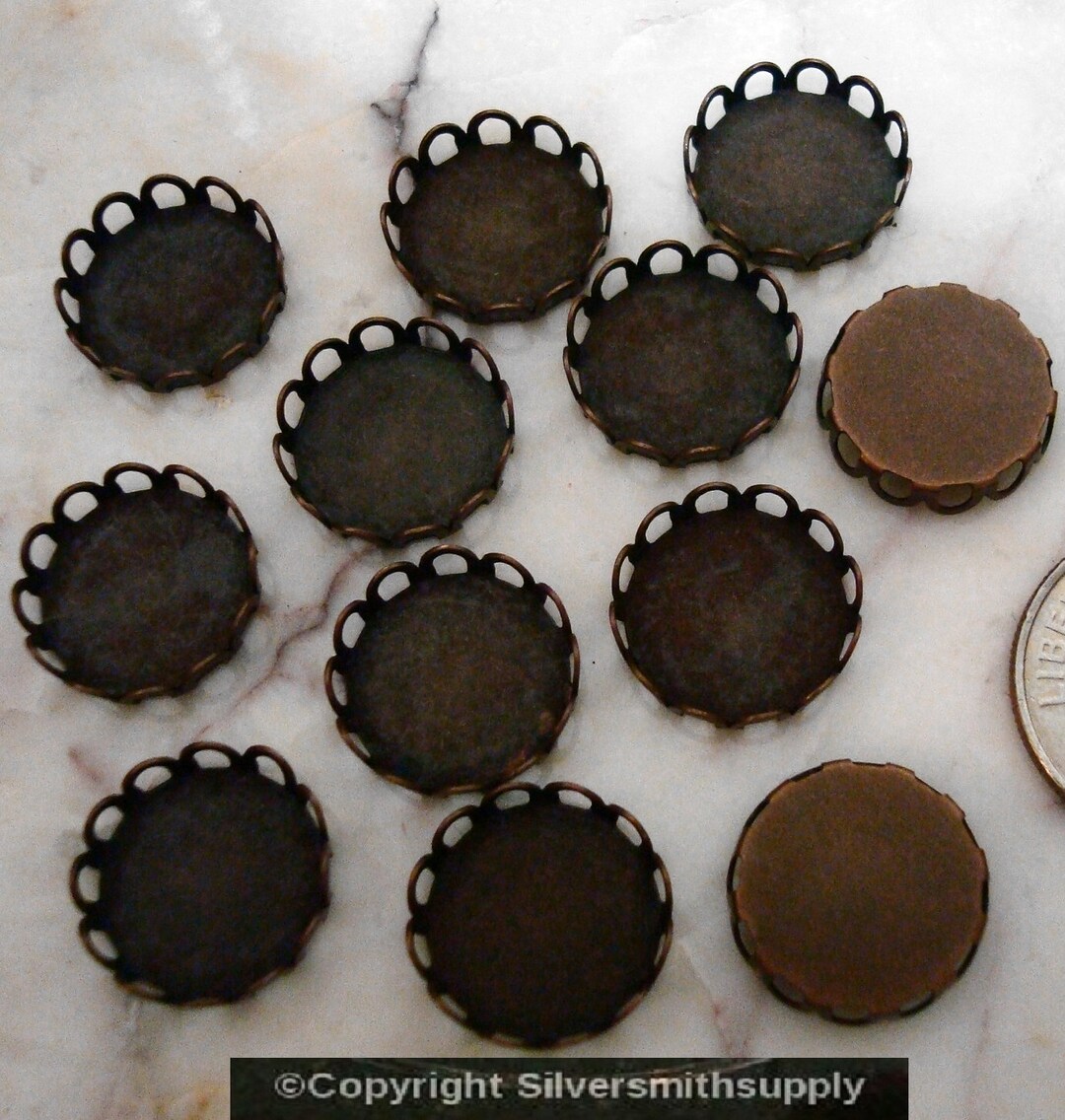 Bezel Cups Copper Plate 12mm Round Machine Made Gallery Edge 12 Bezel ...