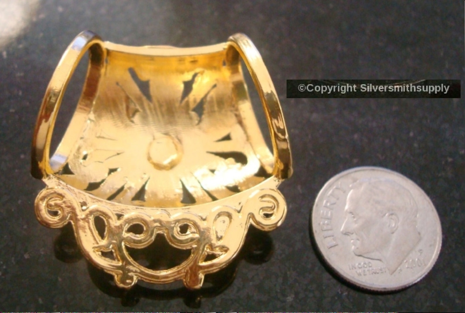 Scarf ring slide clip filigree dangle tube clasp gold plated | Etsy