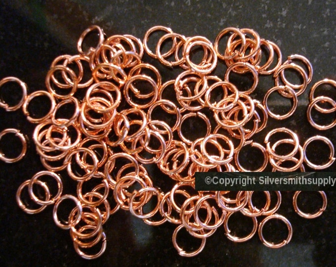 100 Pcs Rose Gold Plated Open Jump Rings 6mm 18 Gauge 1mm Thick High ...