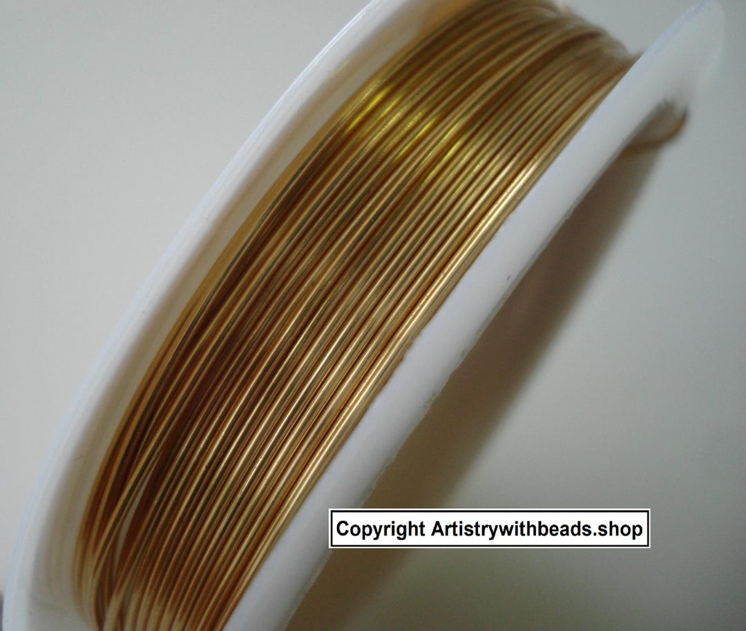 20ga 14kt Gold Color Fadeless Plated Copper Round Wire .8mm .033 Create ...