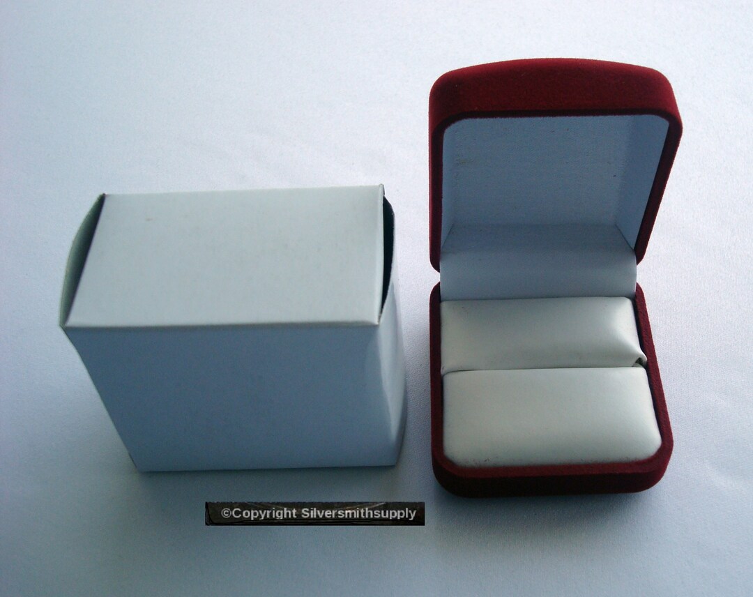 Red Velvet Ring Gift Box 2" Red Jewelry Box White Satin Lined Box ...