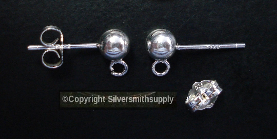 Sterling Silver Ball Dangle Earrings & Backs 5mm Ball Post Earrings 2 ...