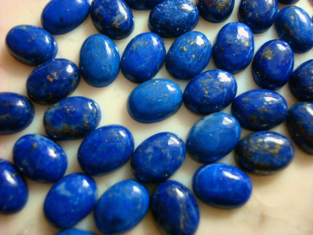 1 Lapis Cabochon Natural Afghanistan Lapis Lazuli Oval Cabochons 6x8mm ...