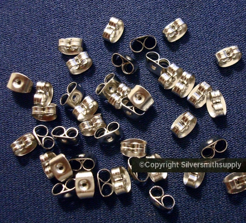 40 White Gold Plated Butterfly Post Earring Backs (clutches) Wire Nuts ...