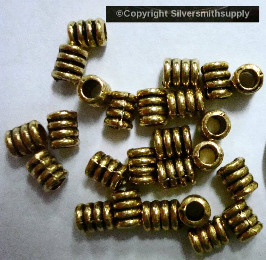 25 Yellow Gold Plated Coil Shaped Spacer Beads 4.5x3.5mm No Lead Zinc ...