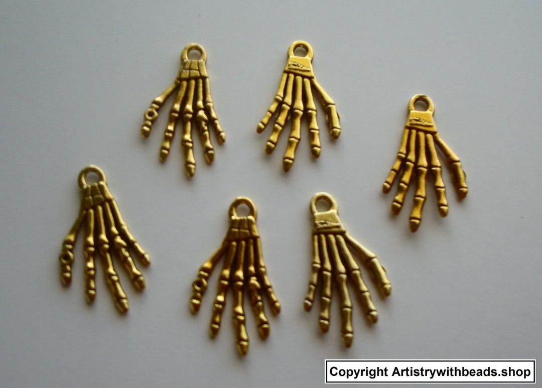 Halloween Skeleton Hand Charms Gold Plated Zinc Findings Earrings ...