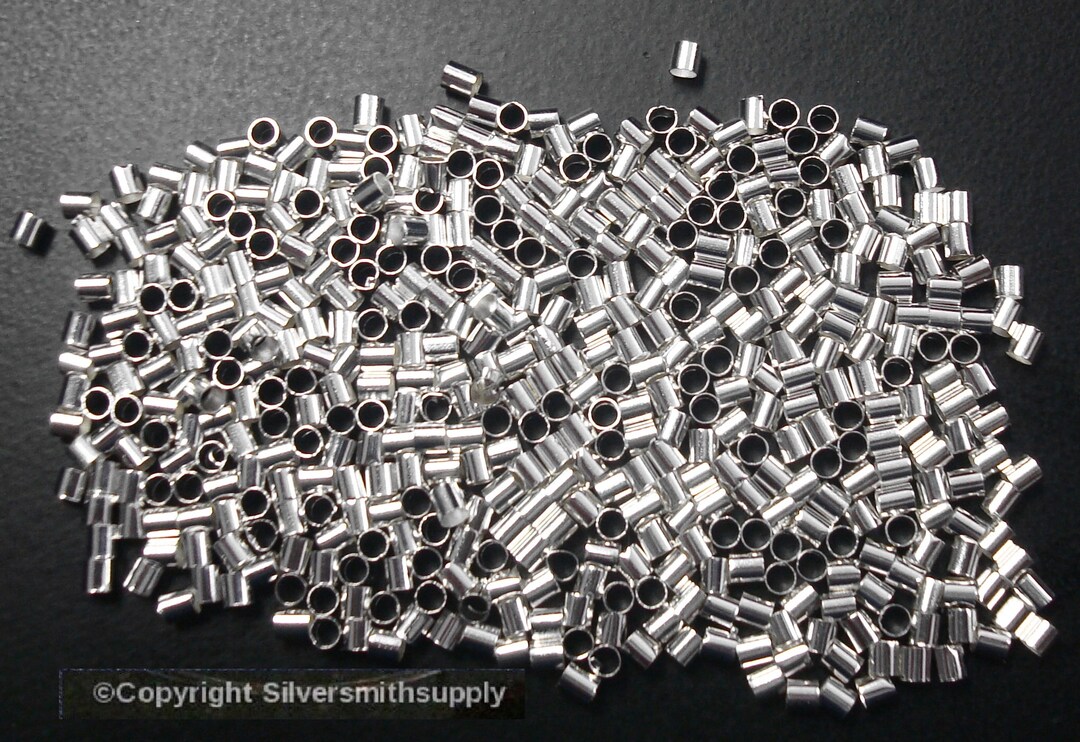 LRG 500 Crimps Sterling Silver Plated 2.5x2.5mm Tube Crimp Beads Attach ...