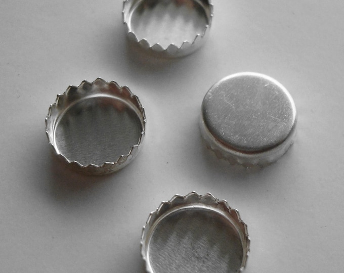 2 Bezel Cups Sterling Silver 10mm ROUND Machine Made Plain Edge Bezel ...