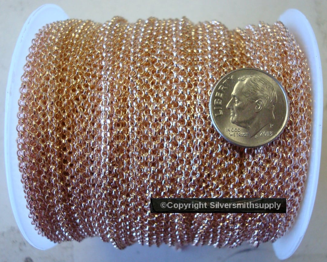 12' Lt Rose Gold Plated 2mm Soldered CABLE LINK CHAIN 17 Links/in CH104 ...