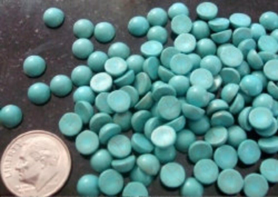4 Pcs Turquoise Chalk Turquoise Treated Cabochons 6mm Round - Etsy