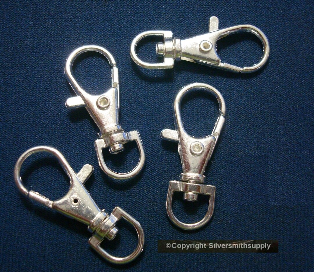 4 HUGE Swivel Lobster Claw Jewelry Clasps Silver Plated 1 3/8" 35mm ...