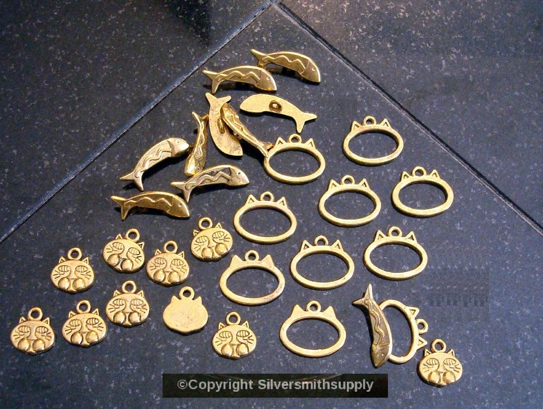 10 Cat Fish Antique Gold Plated No Lead Toggle Jewelry Clasp 3pc Sets ...