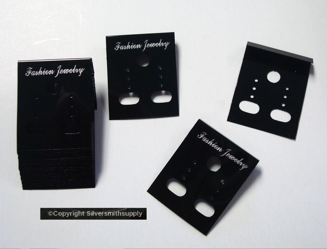 EARRING DISPLAY Cards 25/100 Black Acrylic for Post or Clip on Earrings ...
