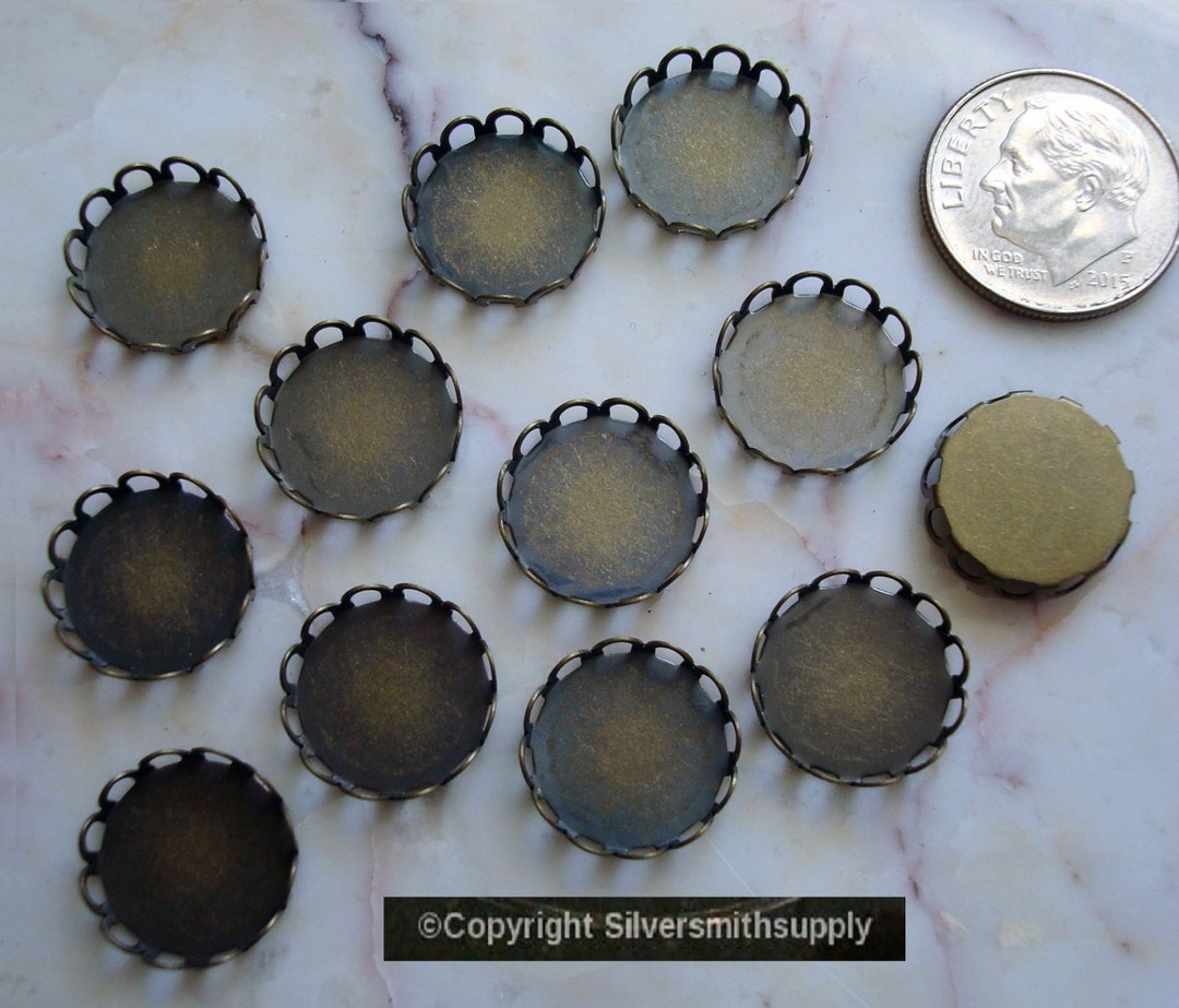Bezel Cups Bronze Plate 12mm Round Machine Made Gallery Edge 12 Bezel ...