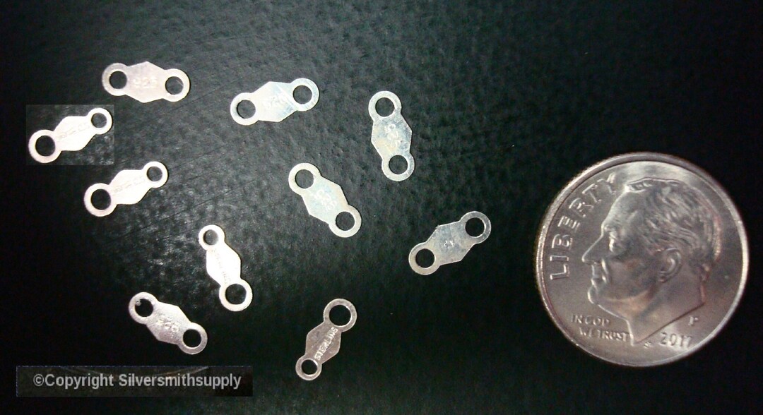 10 Sterling Silver Stamped 925 Chain Clasp Tags Findings Clasp Ends ...