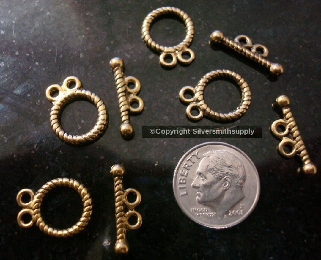 4 Rope Toggle Jewelry Clasp Sets 2 Strand GOLD Plated Necklaces ...