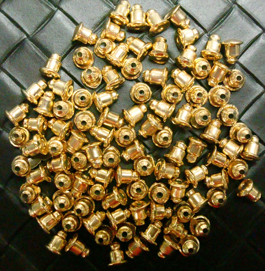 100 Earring Backs Bullet Clutches Strong Basic No Tip Yellow Gold ...