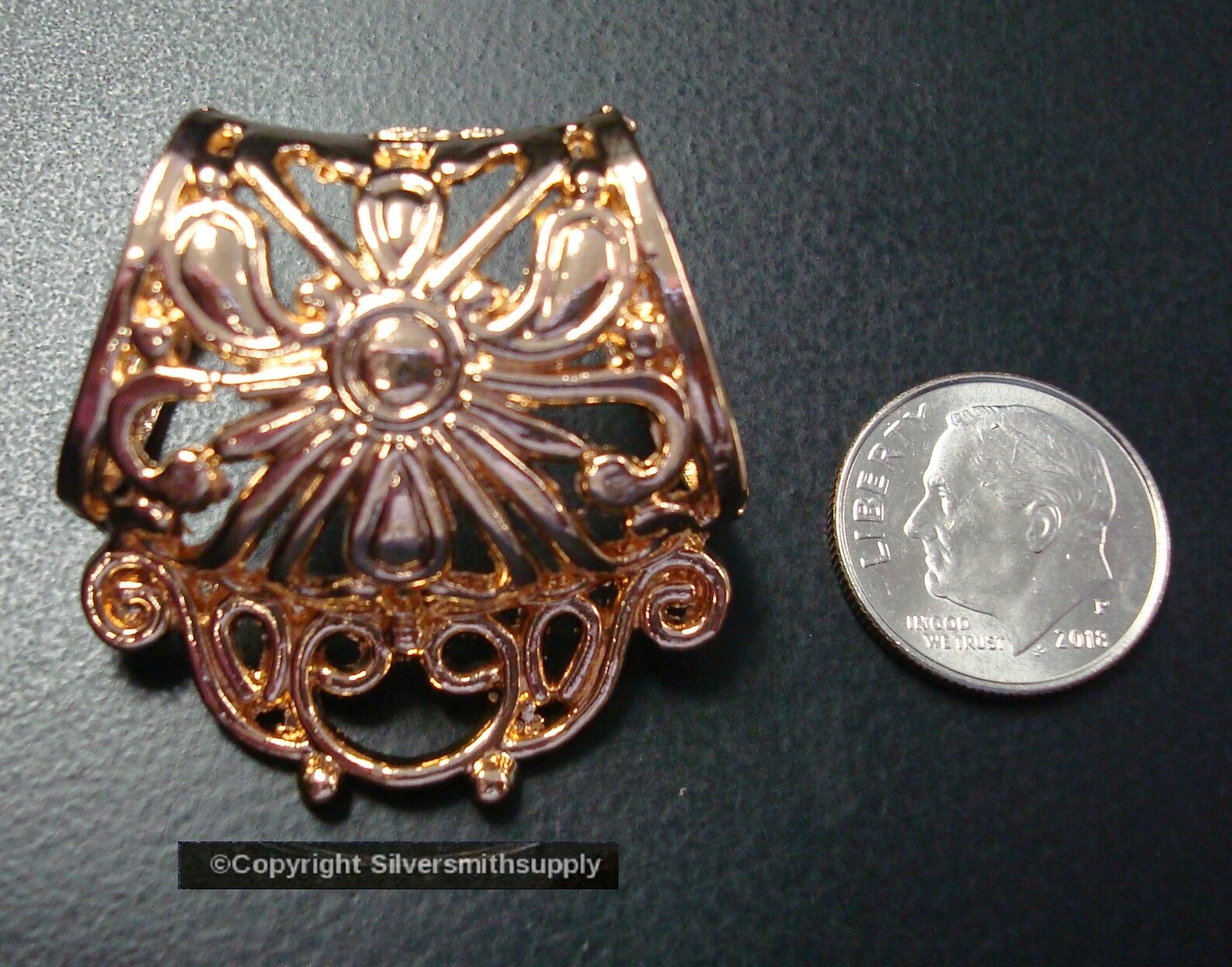 Scarf Ring Slide Clip Filigree Dangle Tube Clasp Lt Rose Gold Plated ...