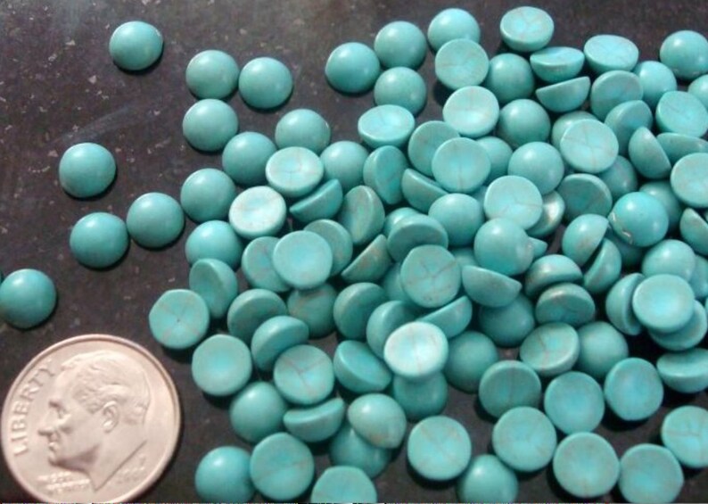 4 Pcs Turquoise Chalk Turquoise Treated Cabochons 6mm Round .85 Ea ...