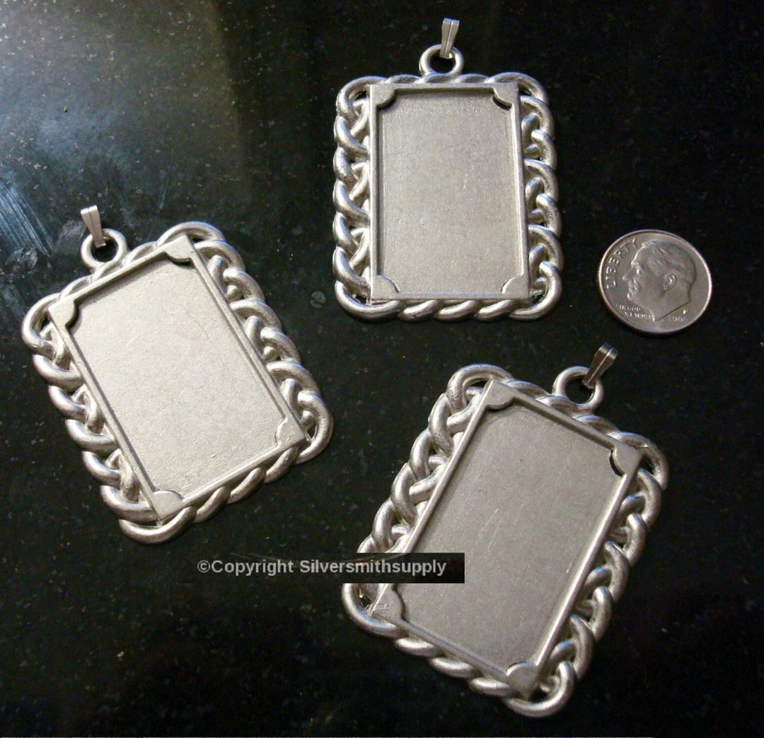 3 PHOTO FRAME Pendants - Metal Picture Frame Pendant Add Personal Photo ...