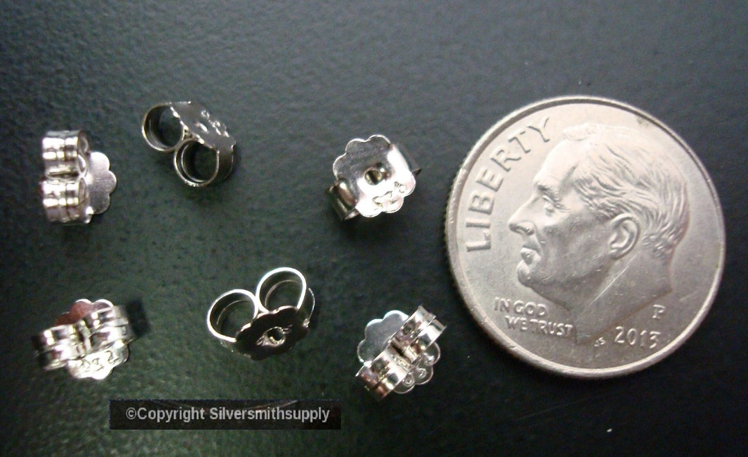 6 Med Sterling Silver Butterfly Post Earring Backs (clutches) Nuts ...