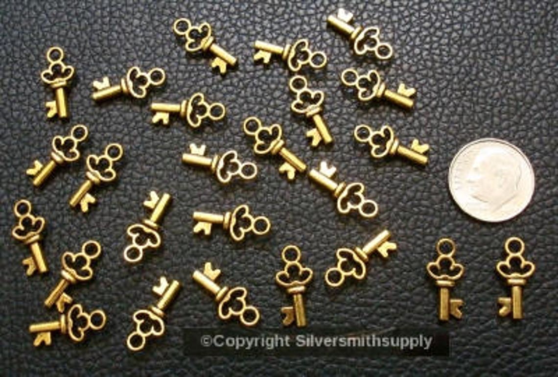 25 Gold Plated Key Charms Pendants Earring Findings Key to | Etsy