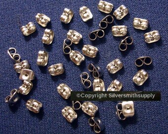 40 White gold plated butterfly post earring backs clutches