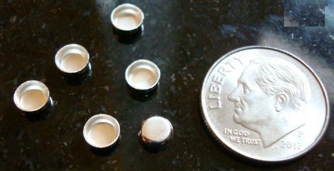 6 Bezel Cup Sterling Silver 4mm ROUND Machine Made Plain Edge Bezel ...