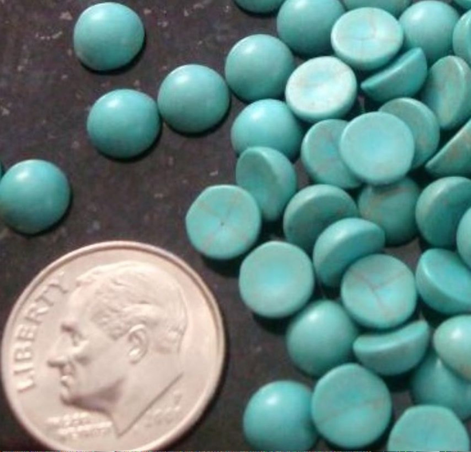 4 Pcs Turquoise Chalk Turquoise Treated Cabochons 6mm Round .85 Ea ...
