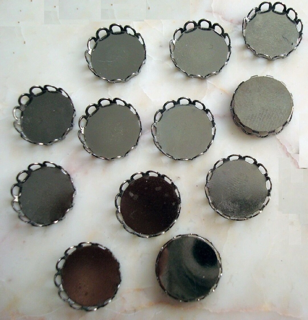 Bezel Cups Gunmetal Black 12mm Round Machine Made Gallery Edge 12 Bezel ...