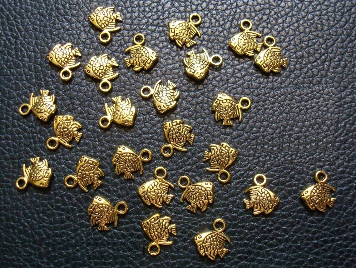 25 Gold Plated Small Fish Charms Pendants Earring Findings - Etsy
