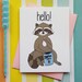 Snackin' Raccoon Card // Hello // Raccoon Eating Potato - Etsy