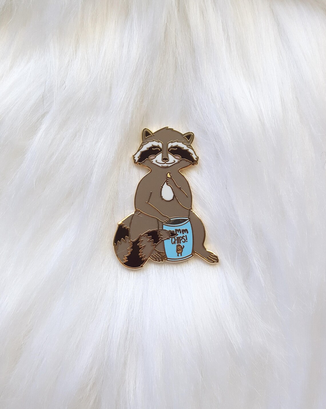 Snackin' Raccoon Hard Enamel Pin // Raccoon Eating Potato | Etsy