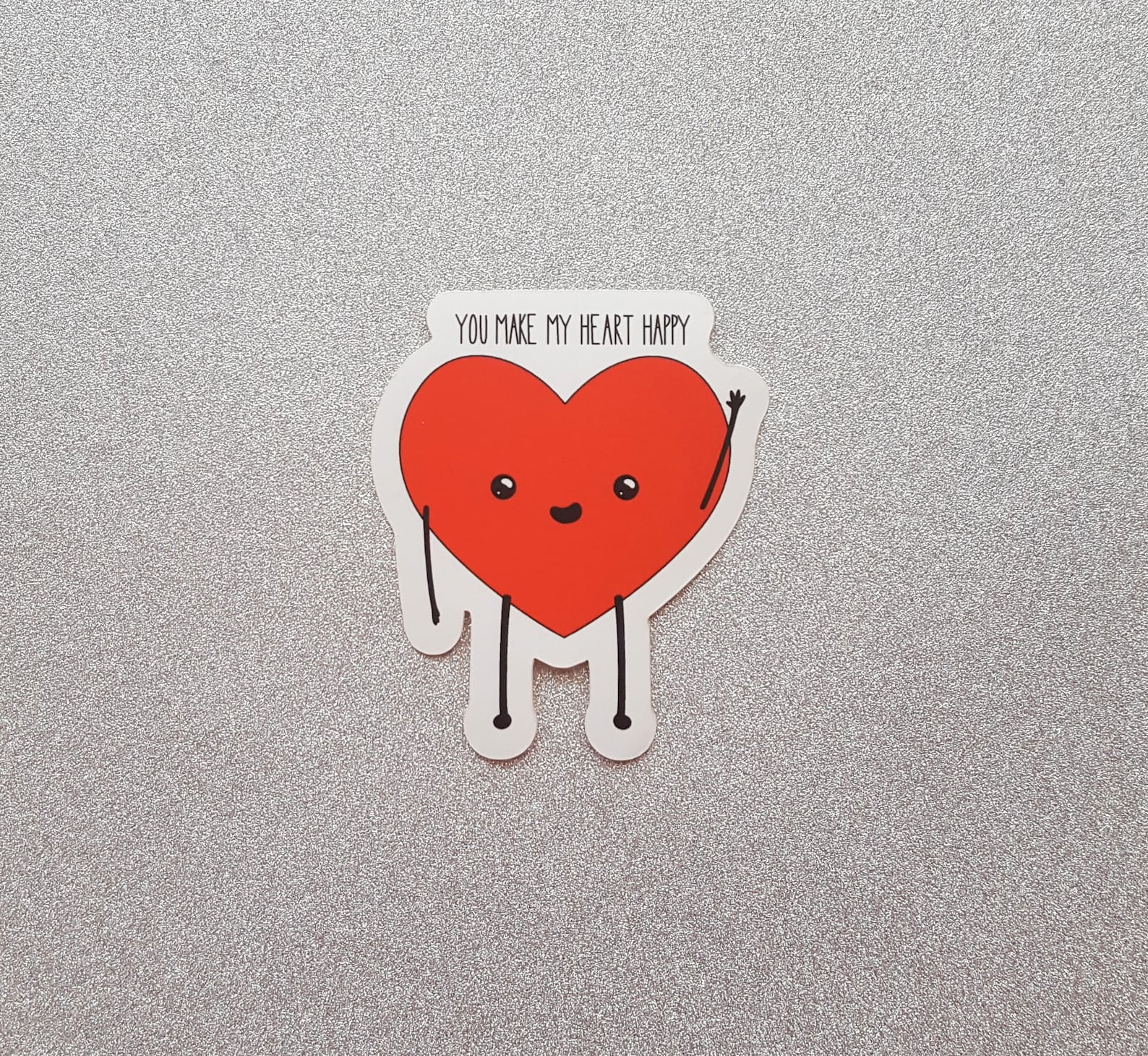 You Make My Heart Happy vinyl sticker // happy waving heart // | Etsy