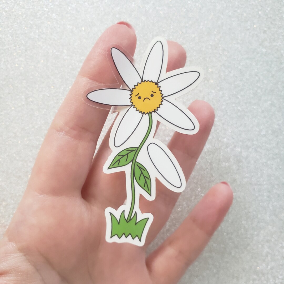 Sad Flower Clear Vinyl Sticker // Flower With Falling Petal - Etsy